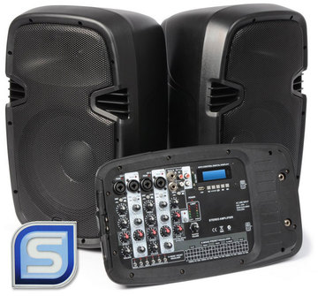 Skytec Compact PA Speaker Set - Pro Sound - 10 Inch 150Watts - MP3/USB ...