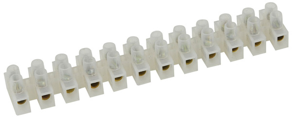 Terminal Block - White 12 Way - 10 Amp - Sound Division & Surplustronics